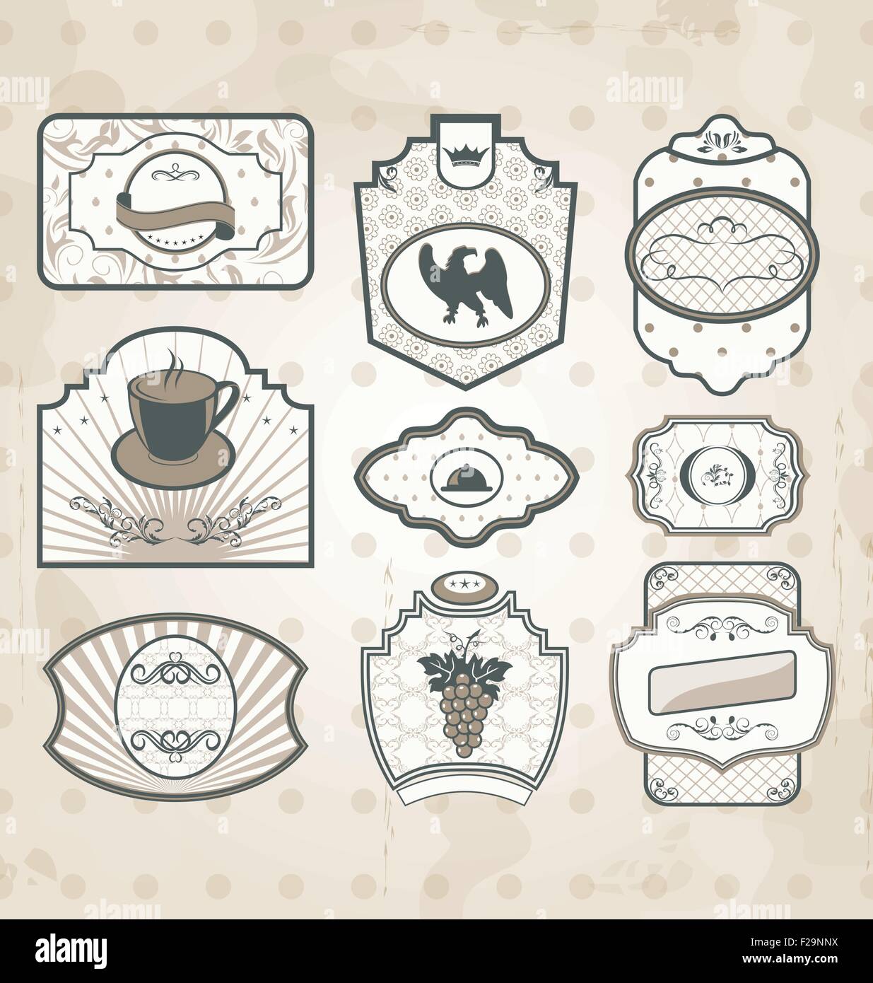 Set of vintage ornate labels, decor design elements Stock Vector Image ...