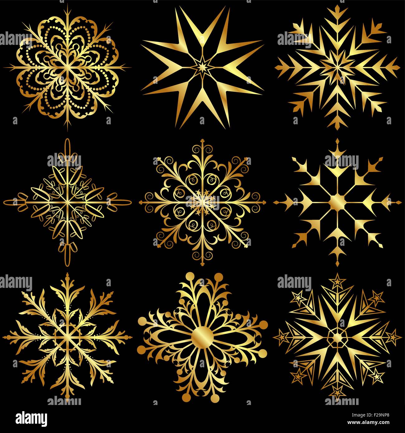 set large gold snowflakes Stock Vector Image & Art - Alamy