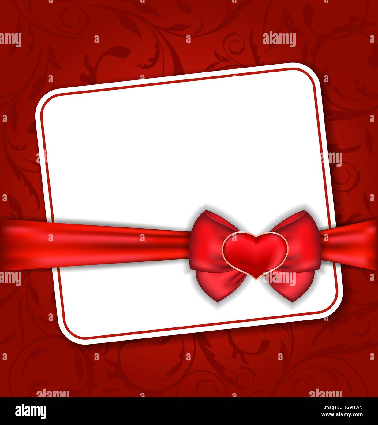 Beautiful card for Valentine Day with red heart and bow Stock Vector ...