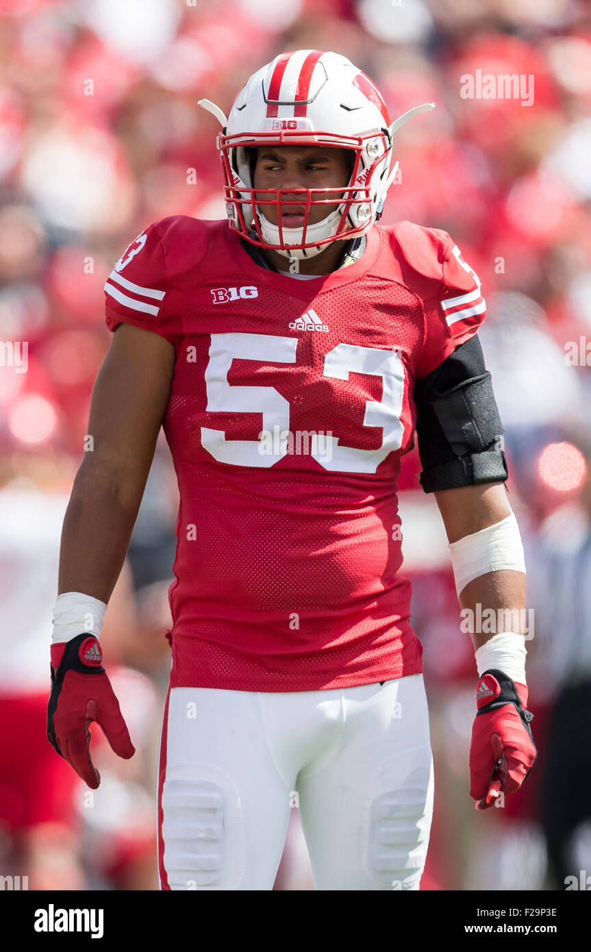 September 12, 2015: Wisconsin Badgers linebacker T.J. Edwards #53 ...