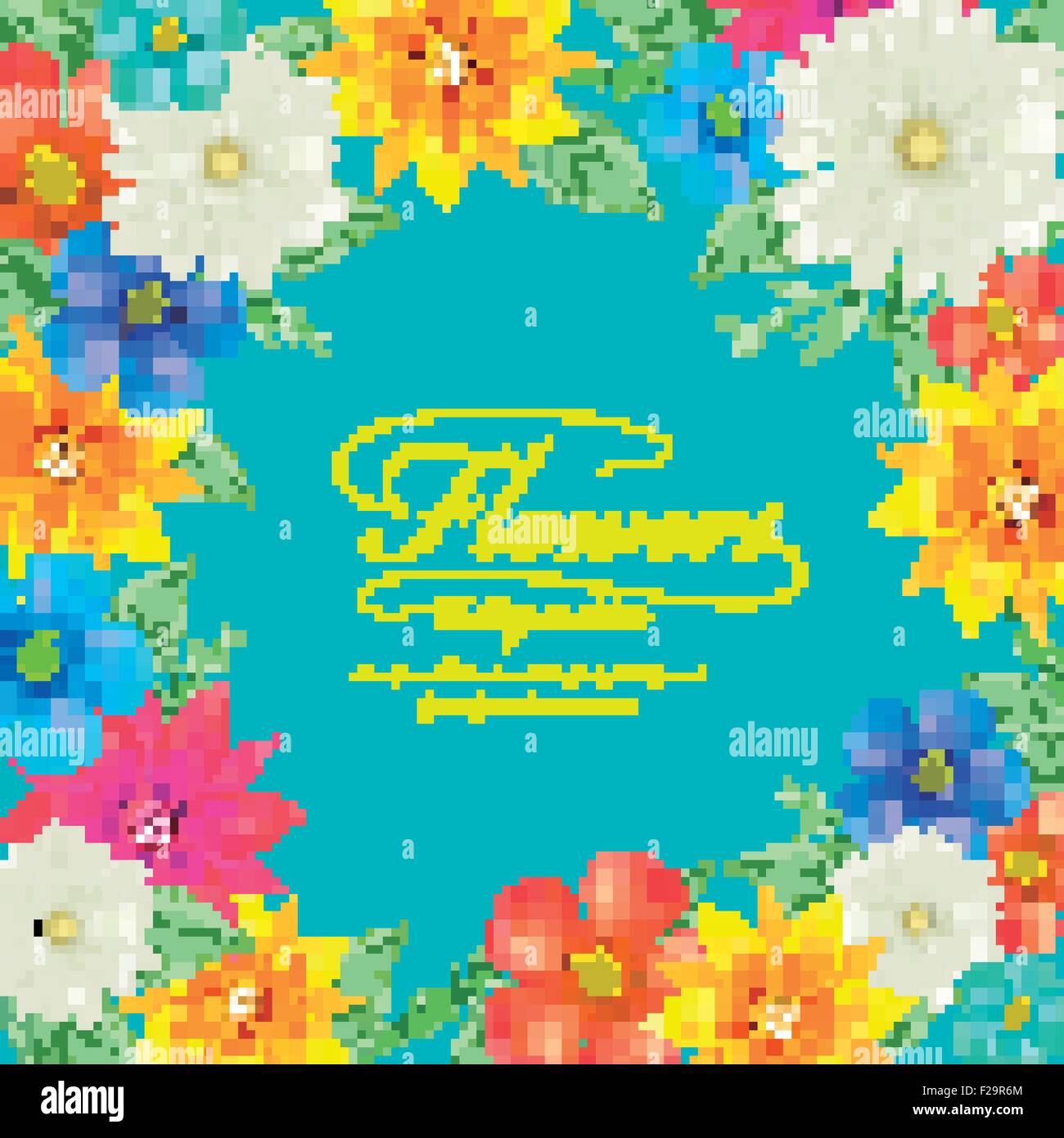 tropical style fashion wedding invitation with diverse flowers Stock ...