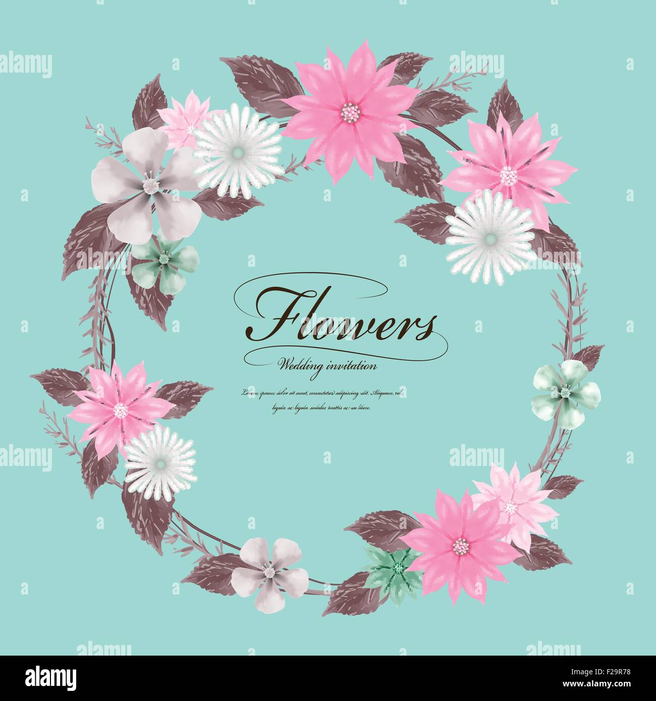 Wedding vintage turquoise invitation design Stock Vector Images - Alamy