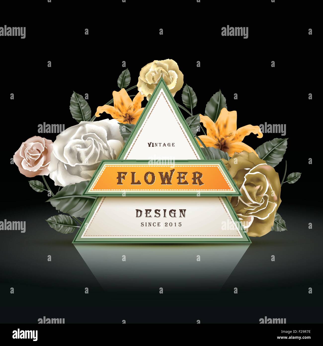 Decorative frame roses lilies Stock Vector Images - Alamy