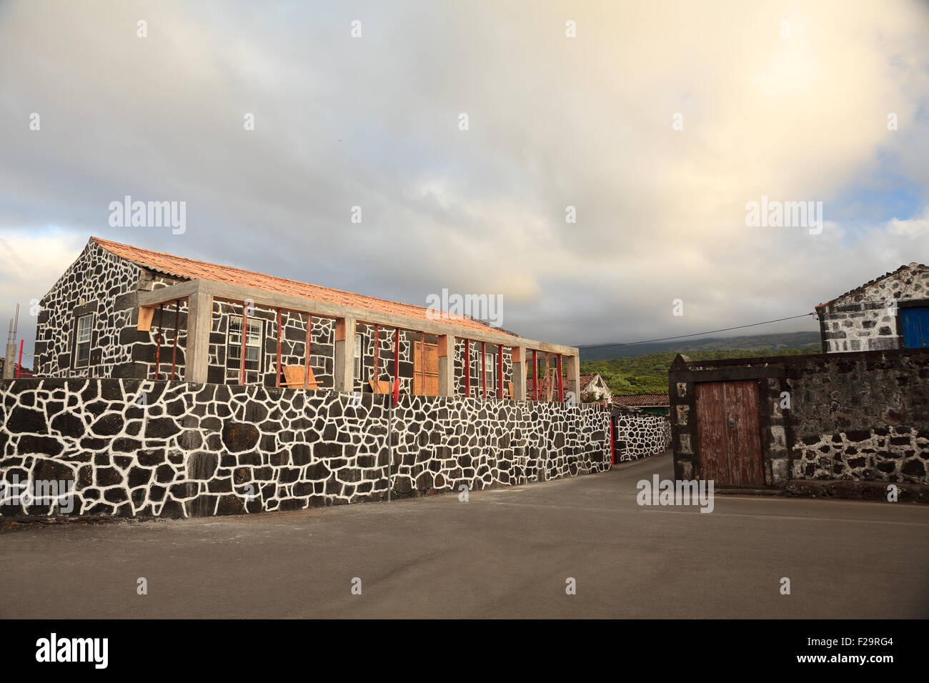 Traditional old houses of Pico Island in Azores Stock Photo - Alamy