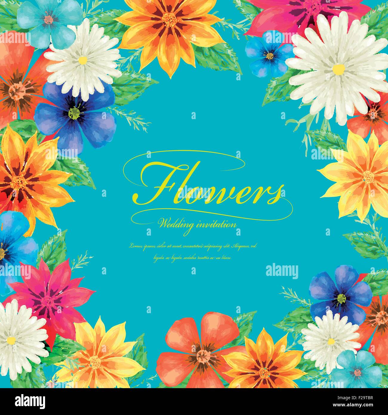 Wedding vintage turquoise invitation design Stock Vector Images - Alamy