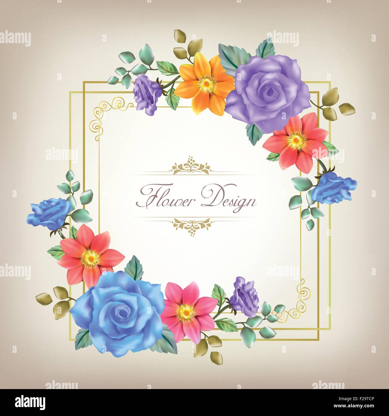 gorgeous floral cards design template with elegant frame Stock Vector ...