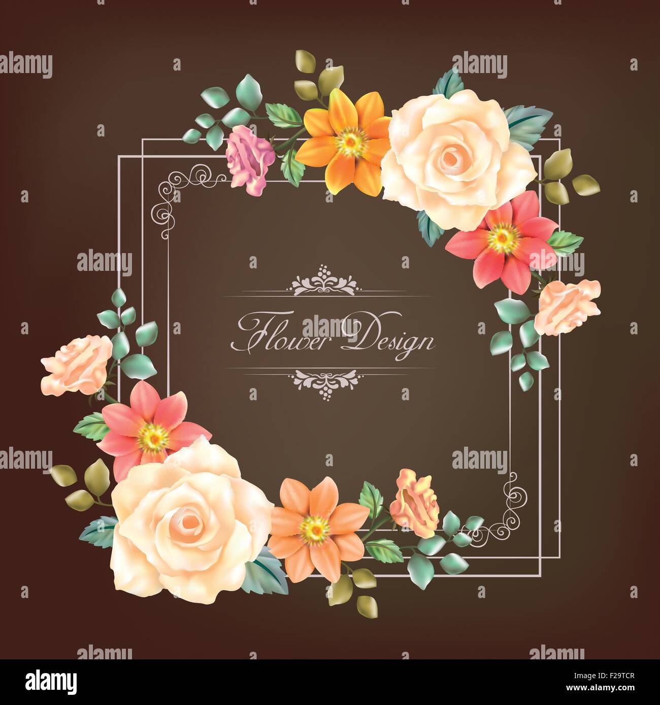 gorgeous floral cards design template with elegant frame Stock Vector ...