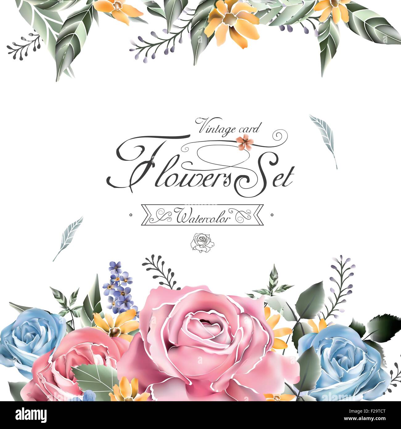elegant flowers card template in watercolor style Stock Vector Image ...