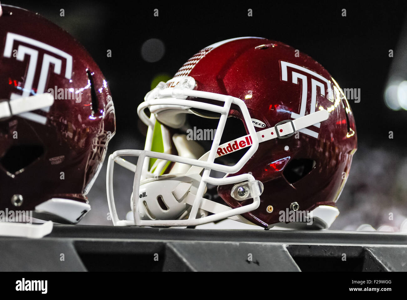 Temple Owls helmet in the first half of the game between Temple Owls ...