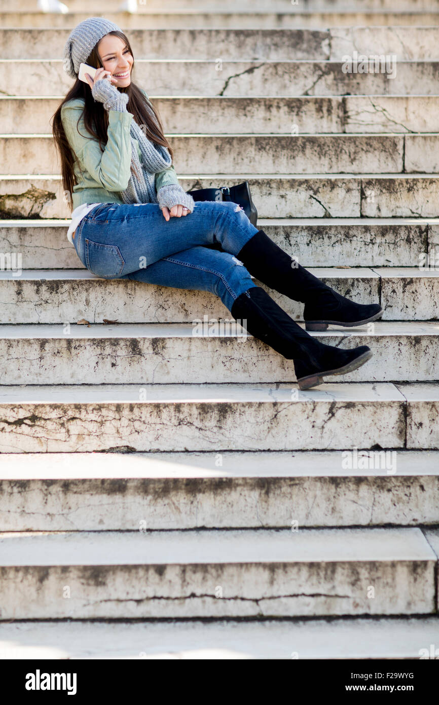 Sitting stairs hi-res stock photography and images - Alamy