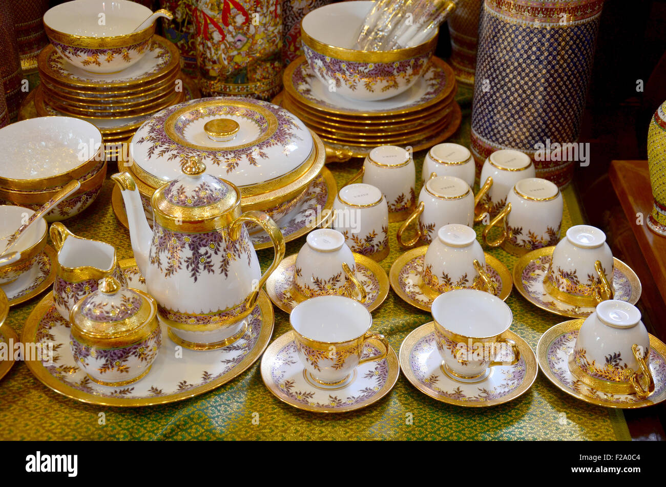 Craft Benjarong is traditional thai five basic colors style pottery for ...