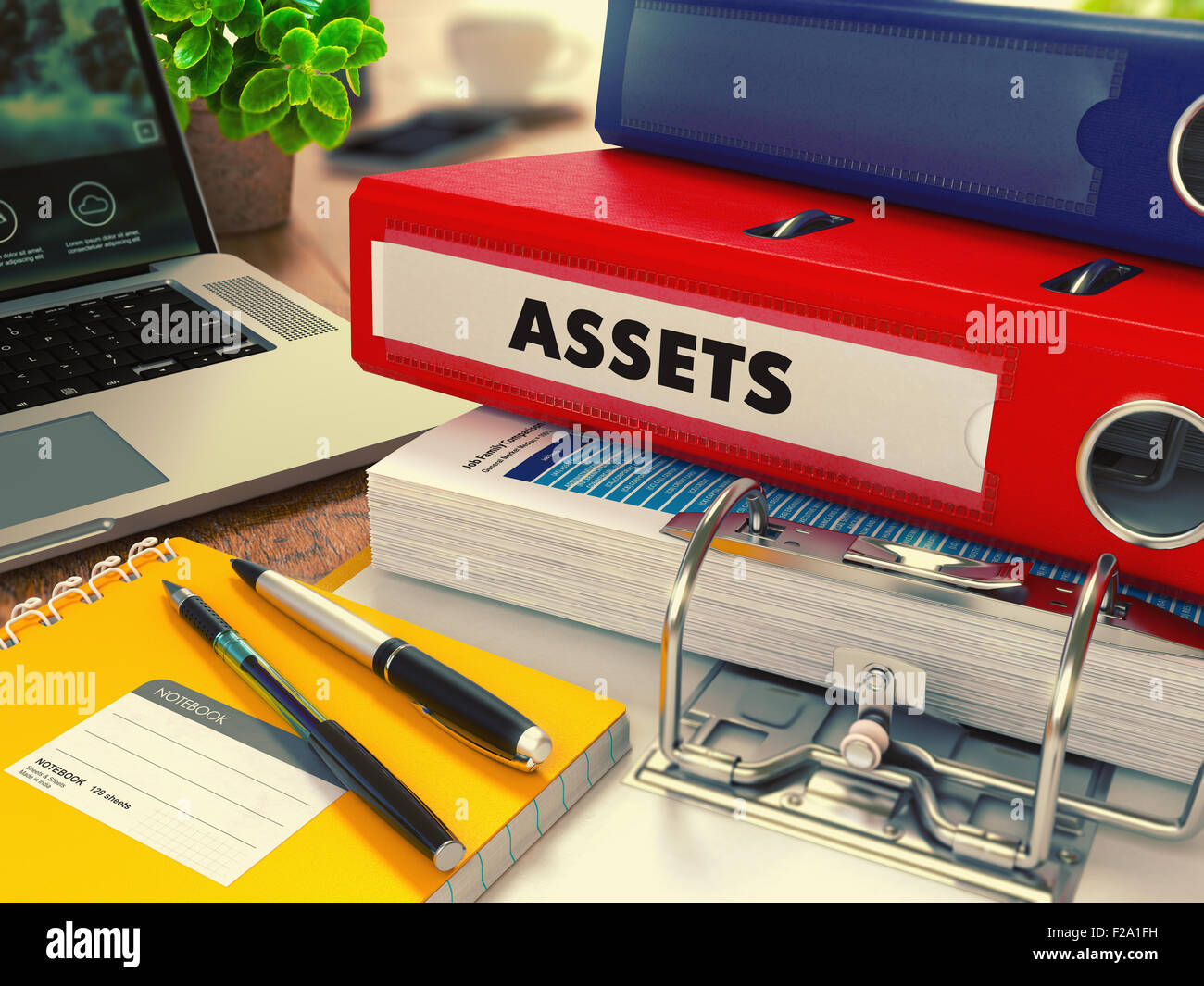 Red Office Folder with Inscription Assets Stock Photo - Alamy
