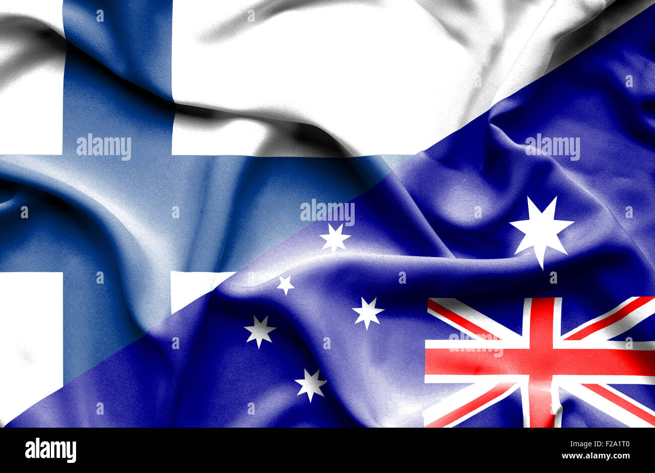 Waving flag of Australia and Finland Stock Photo - Alamy