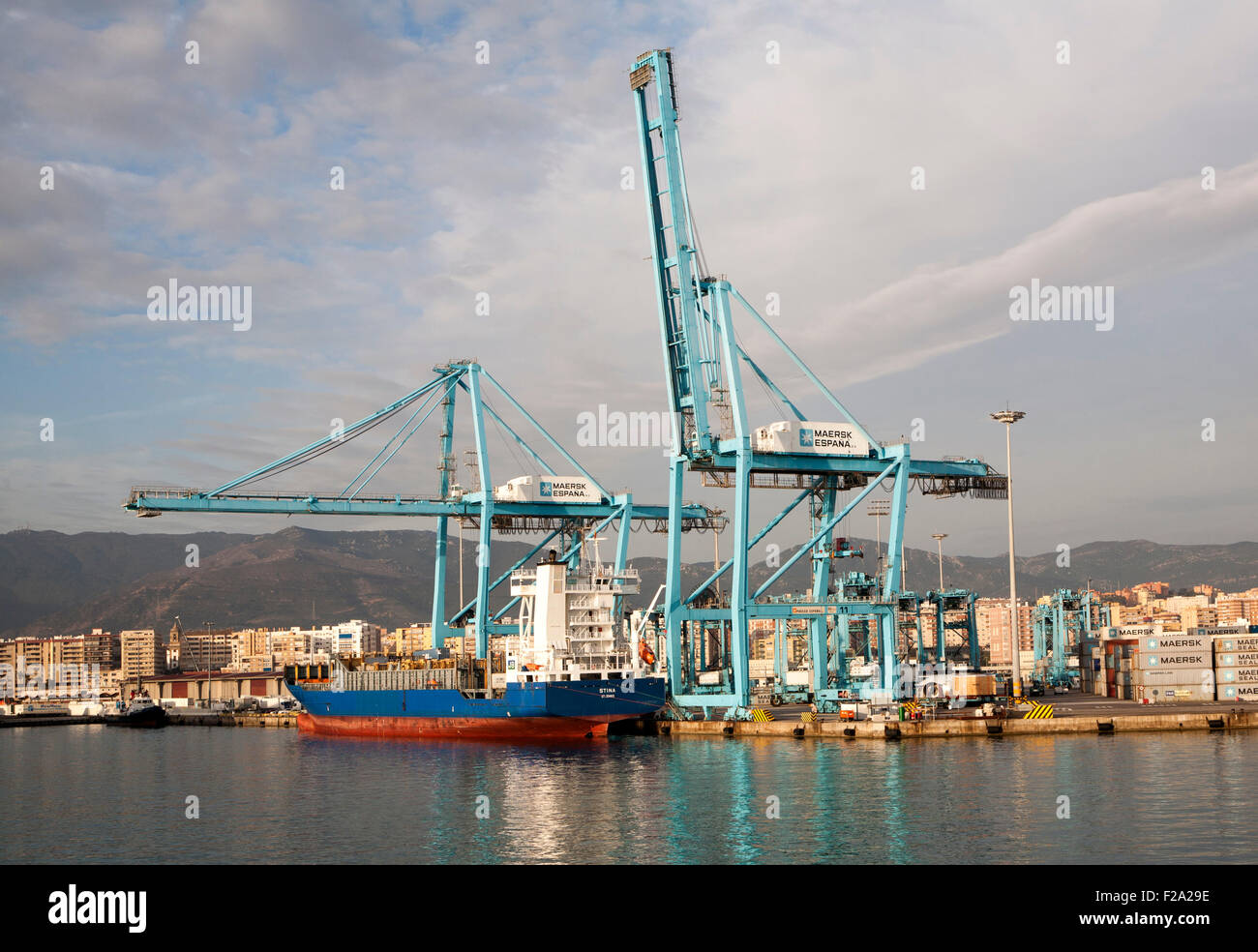 Large cranes APM Terminals container ship port at Algeciras, Cadiz ...