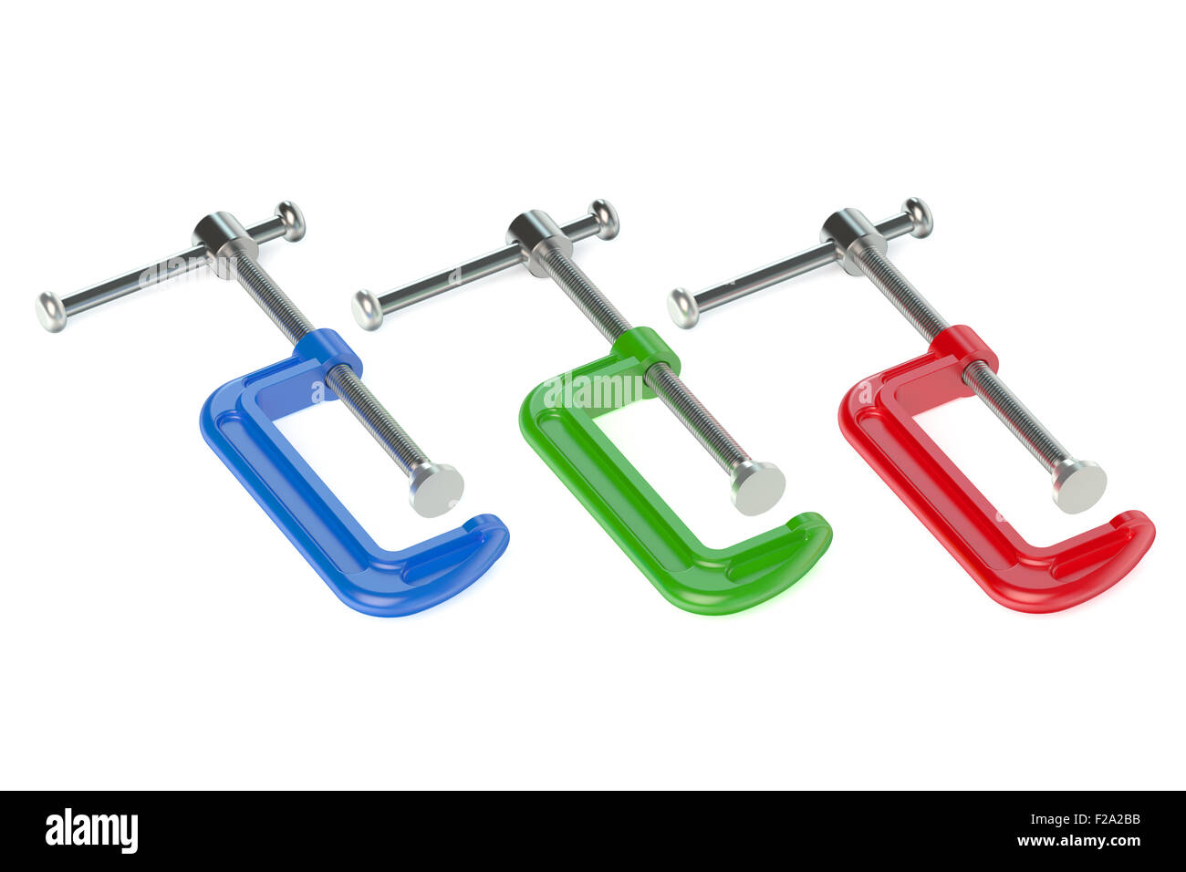 Colored C- clamps isolated on white background Stock Photo - Alamy