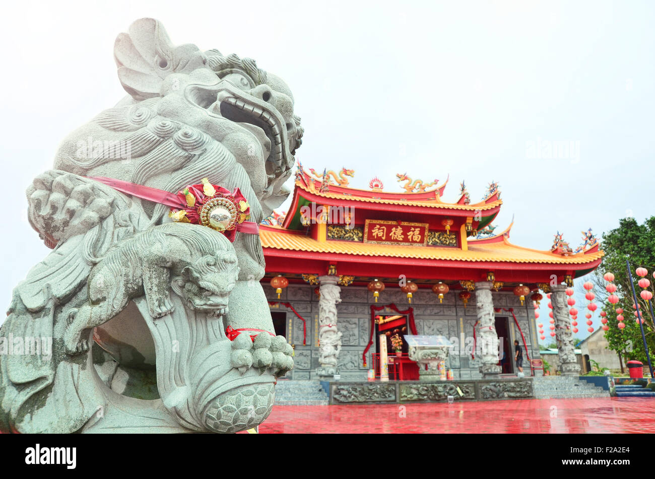 Facade of Kelapa Kampit Chinese Temple in Belitung Island Stock Photo ...