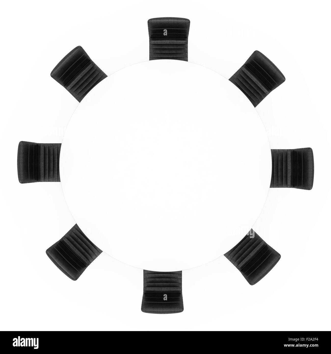 Chairs behind a round table Stock Photo - Alamy