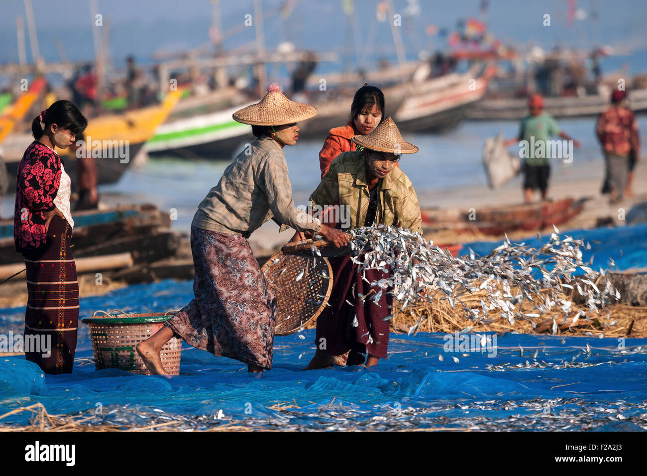 Fishing nets on ngapali beach myanmar hi-res stock photography and ...