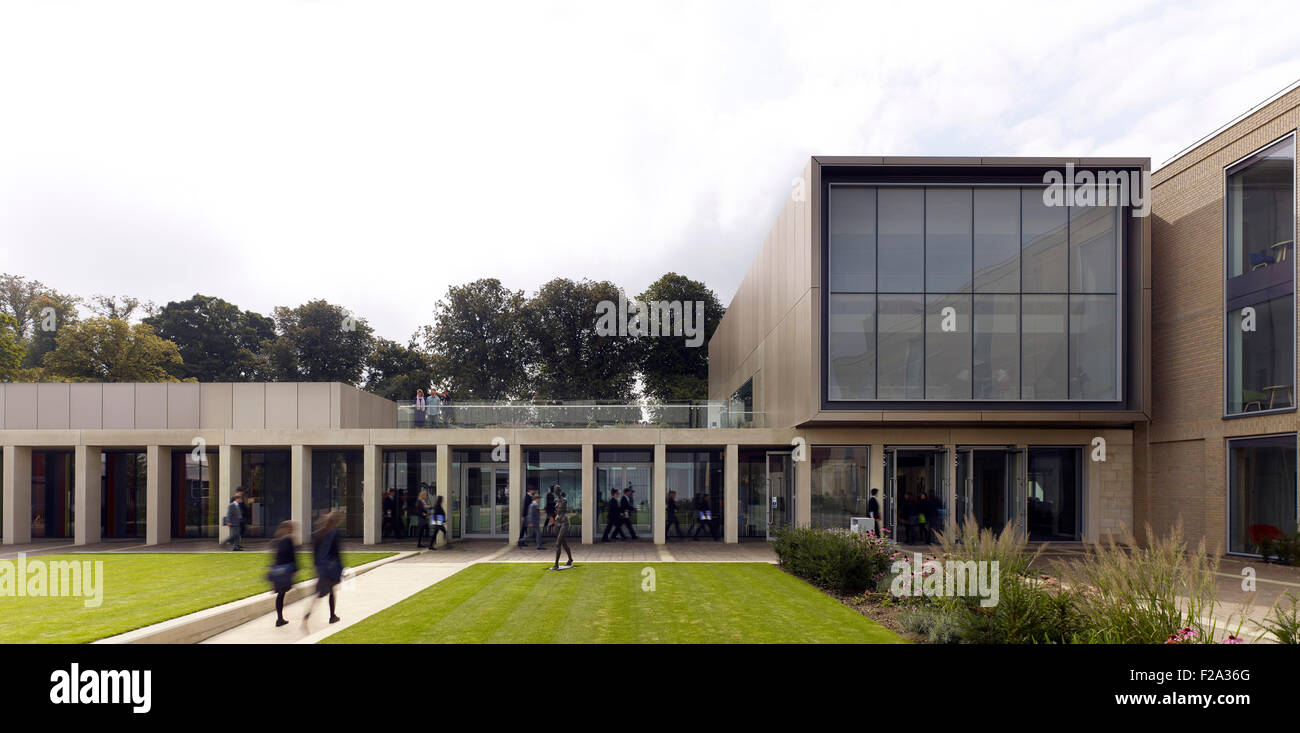 Front elevation with grassy quadrangle and colonnade. Uppingham School ...