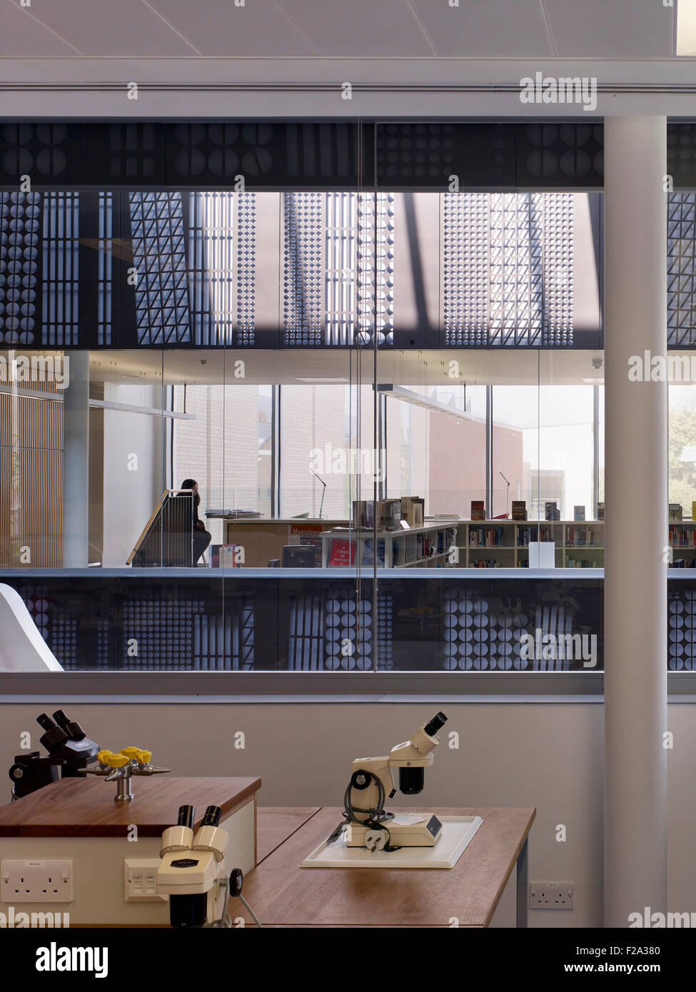 Detail of laboratory, interior cladding and resource centre. Uppingham ...