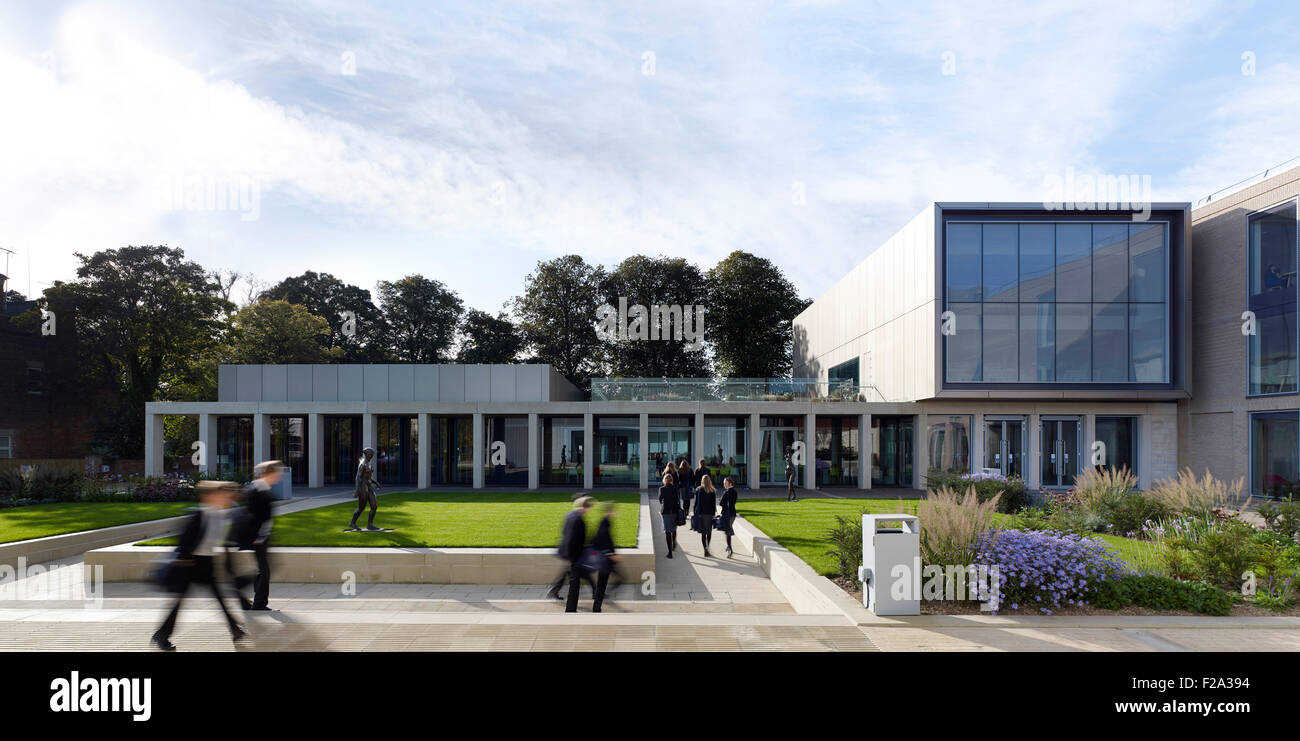Front elevation with quadrangle and students arriving. Uppingham School ...