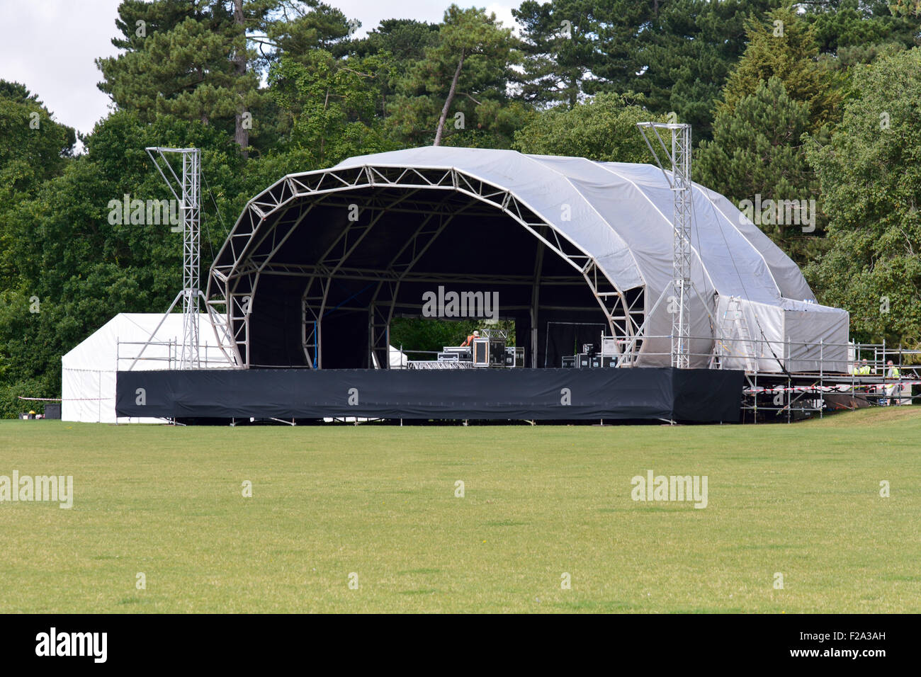 Main stage being constructed for Proms in the Park in Bedford ...