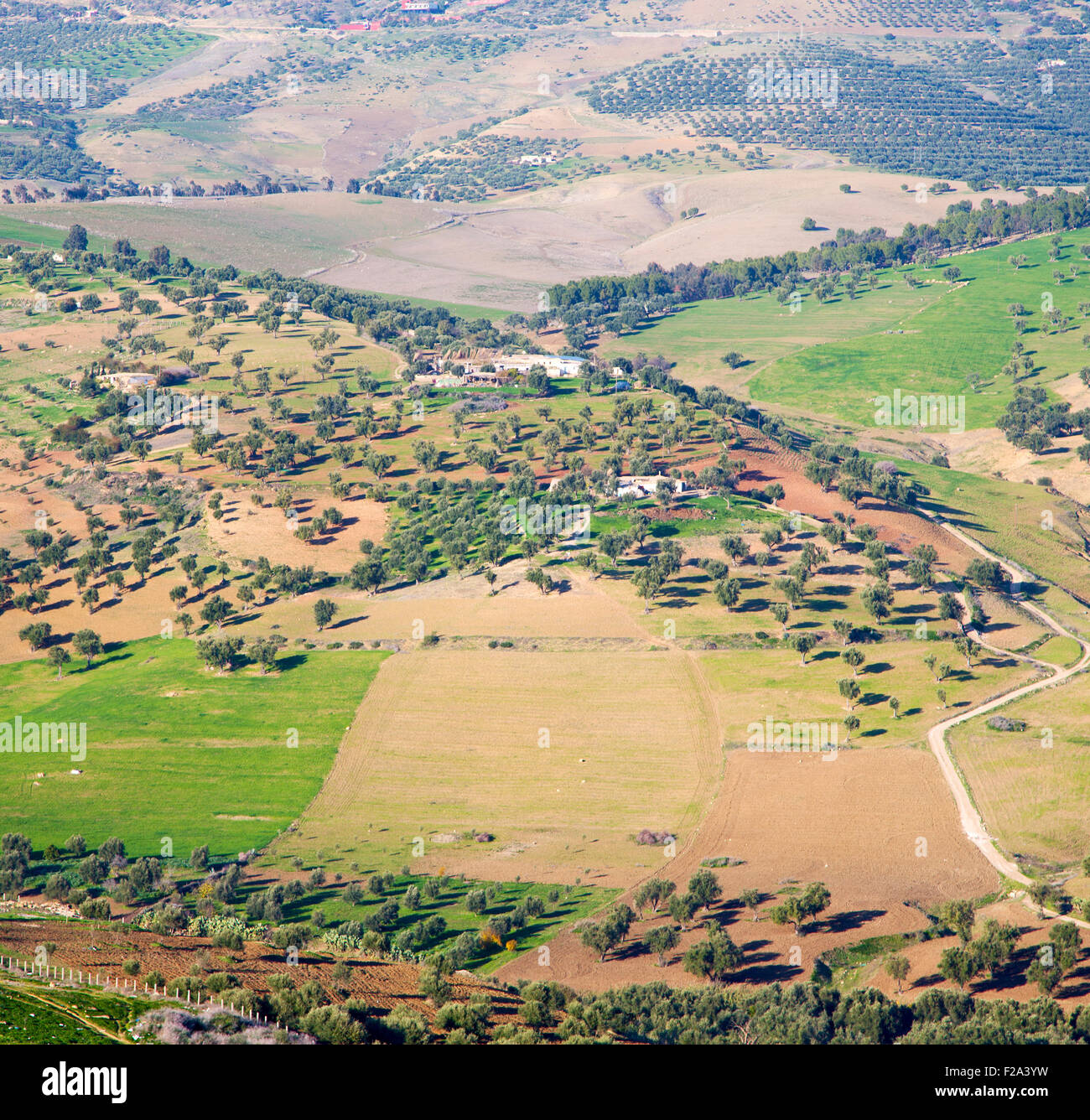 from high in the village morocco africa field and constructions Stock ...