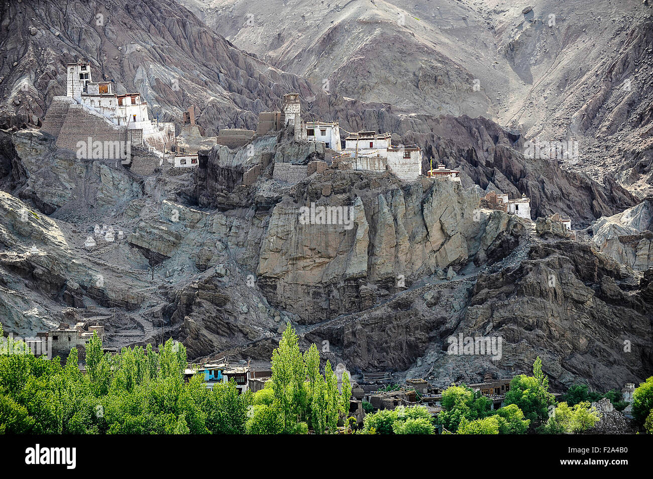 India Jammu Kashmir Ladakh Basgo Monastery and fort Stock Photo - Alamy