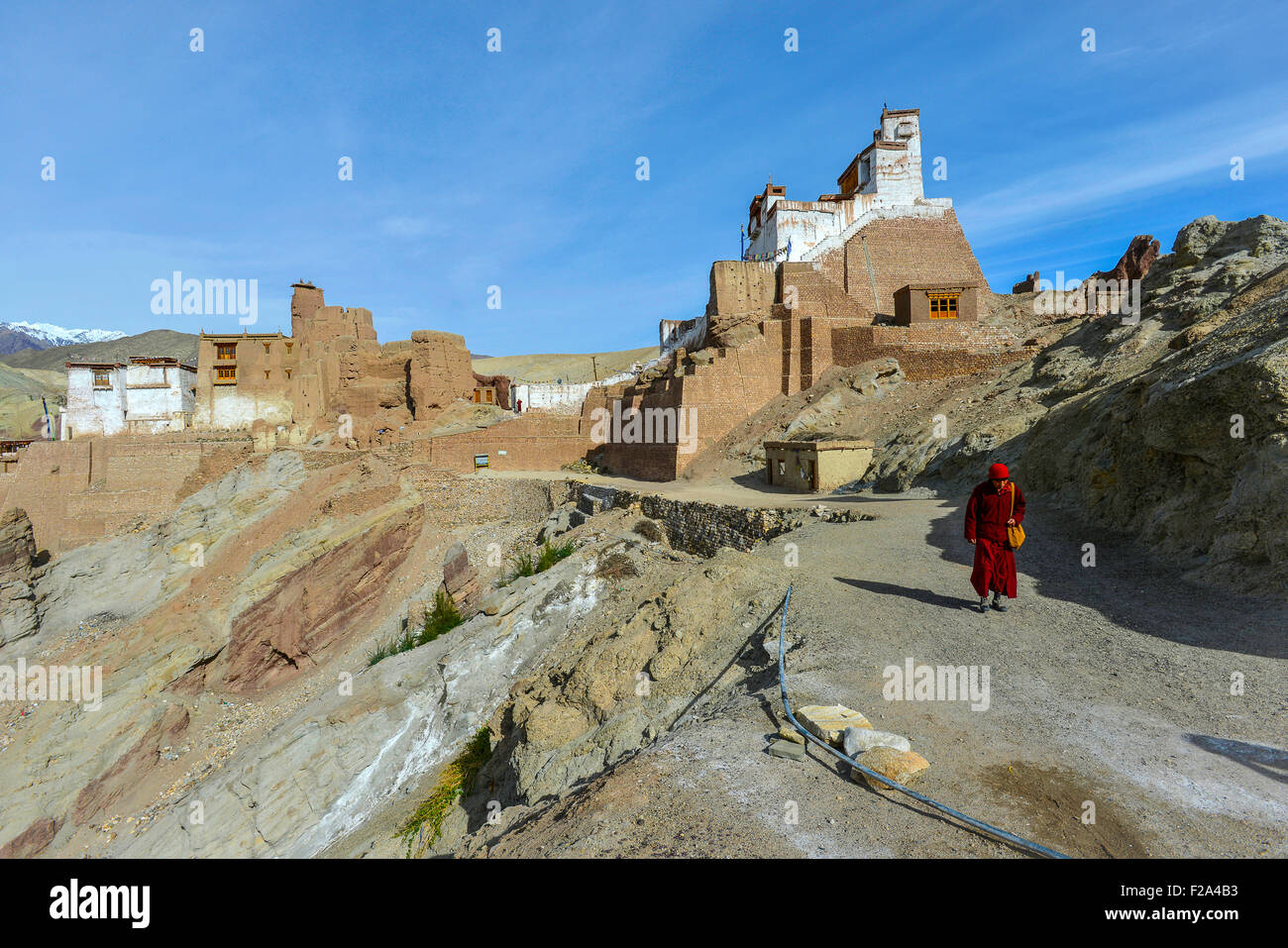 India Jammu Kashmir Ladakh Basgo Monastery and fort Stock Photo - Alamy