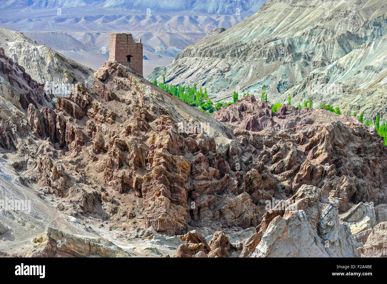 India Jammu Kashmir Ladakh Basgo The ruins of the ancient monastery and ...