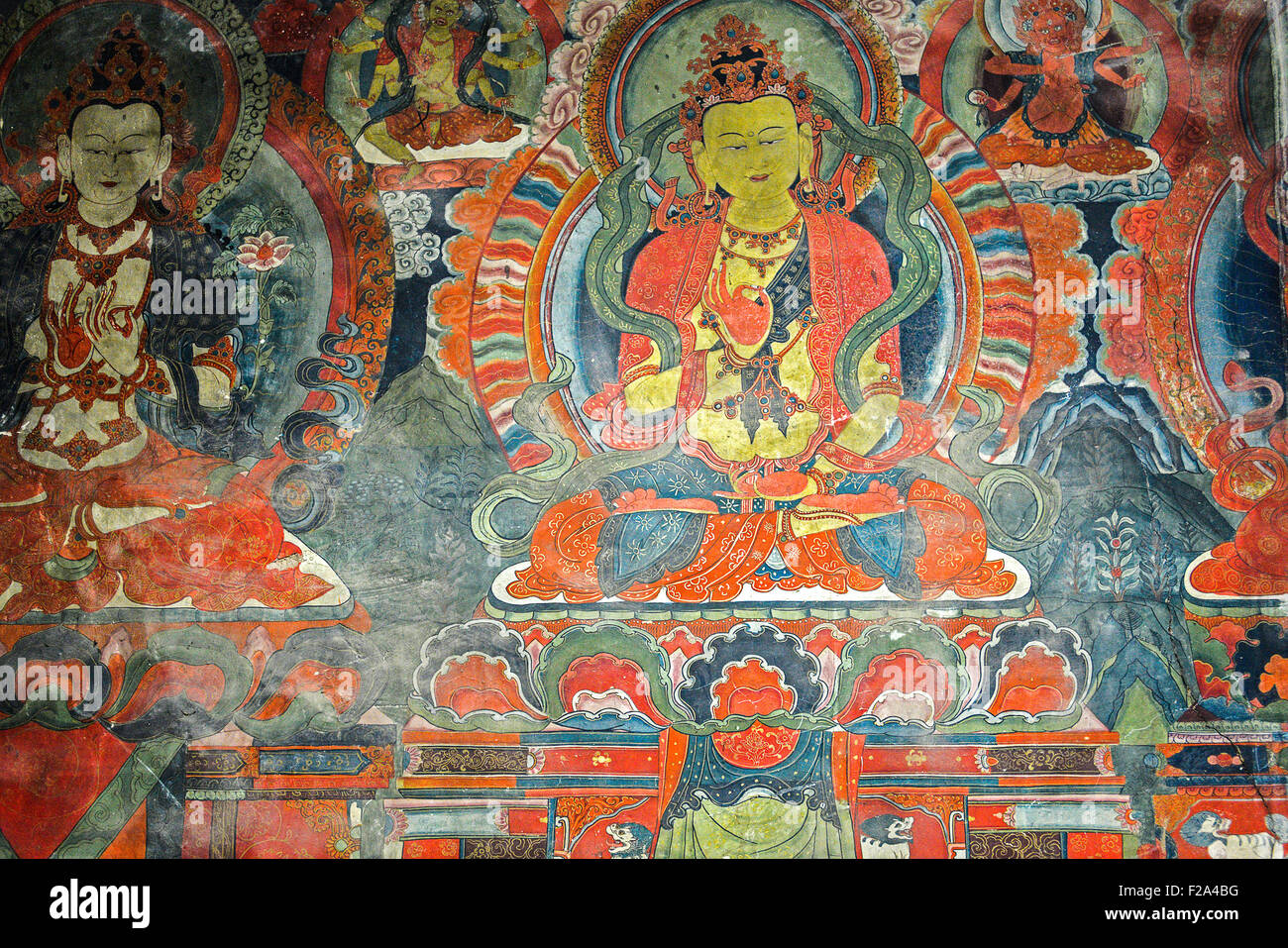 India Jammu Kashmir Ladakh Basgo Frescoes in Basgo Monastery Stock ...