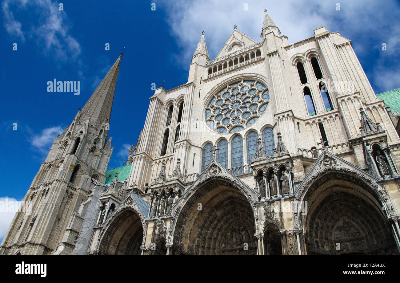 Medieval gothic architecture chartres cathedral hi-res stock ...