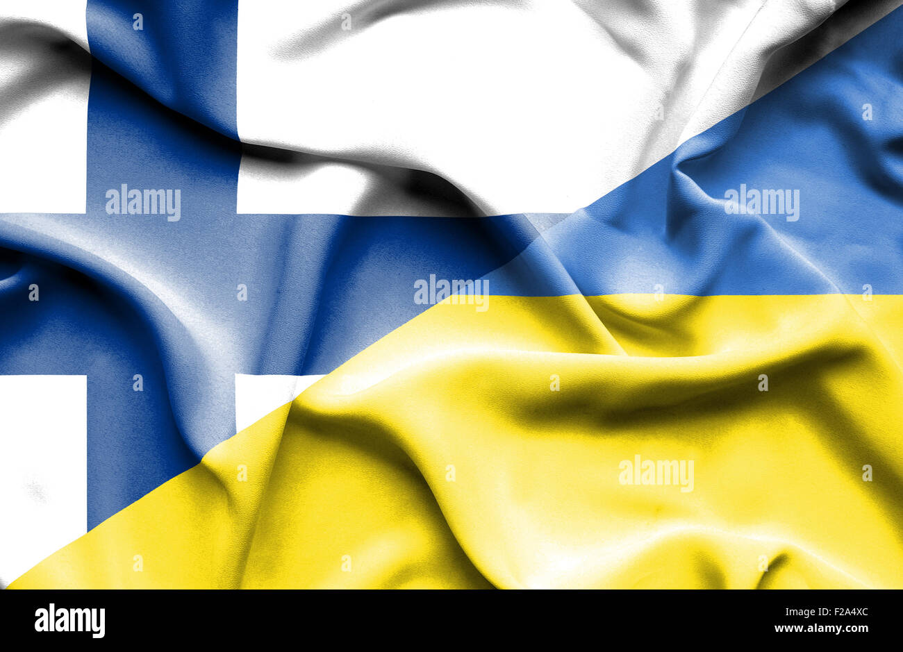 Waving flag of Ukraine and Finland Stock Photo - Alamy