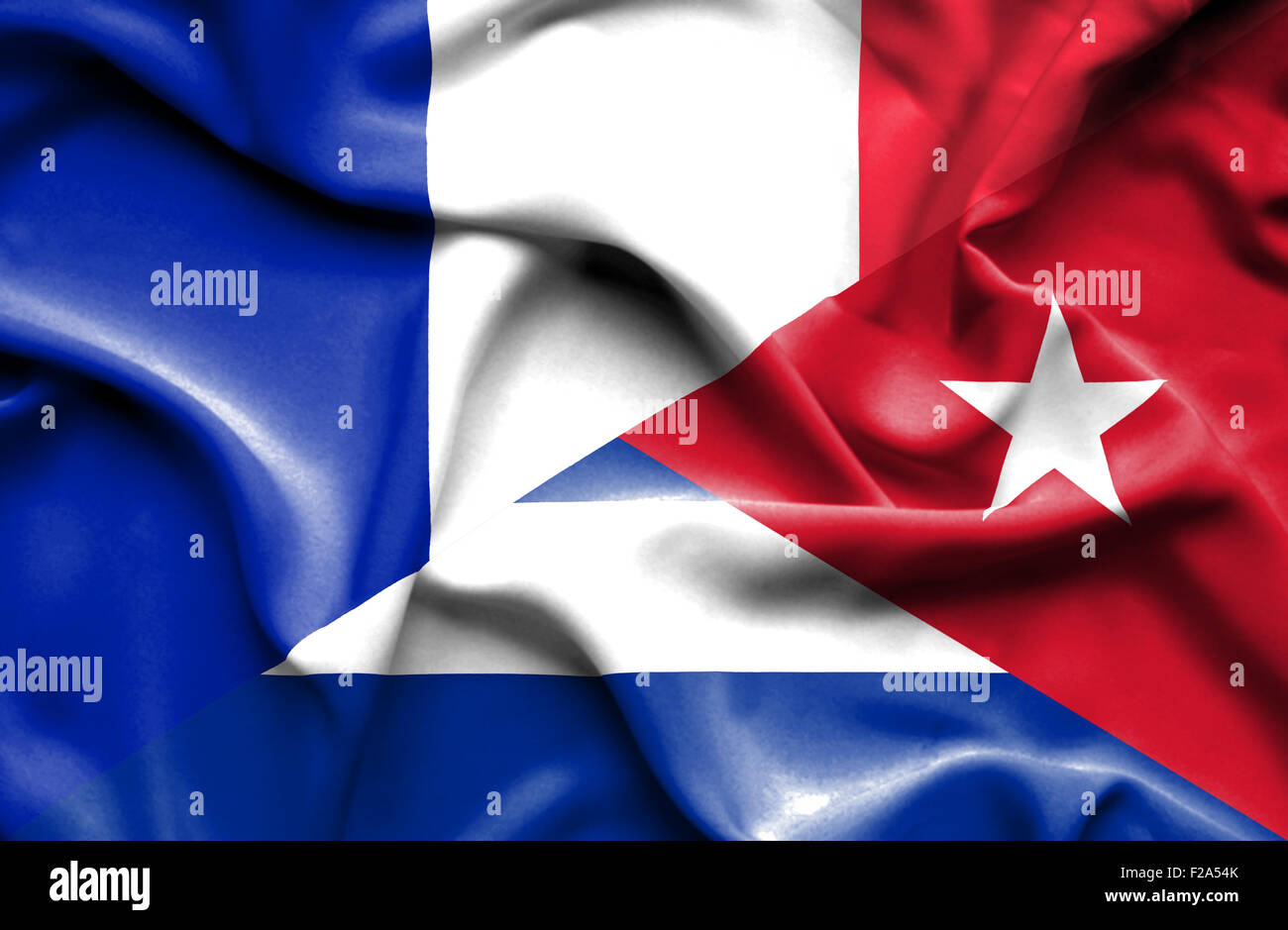 Waving flag of Cuba and France Stock Photo - Alamy