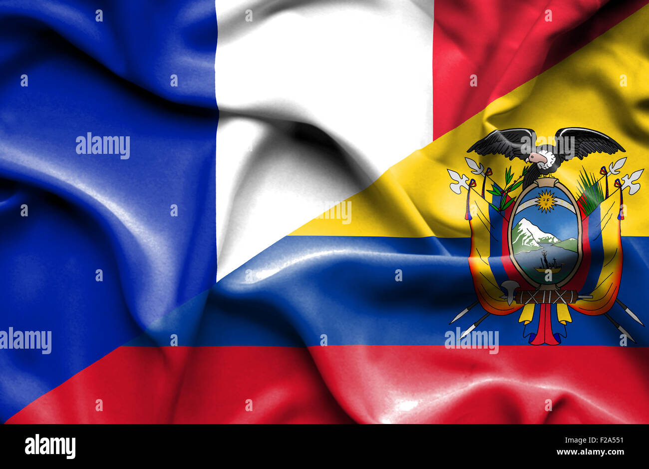 Waving flag of Ecuador and France Stock Photo - Alamy
