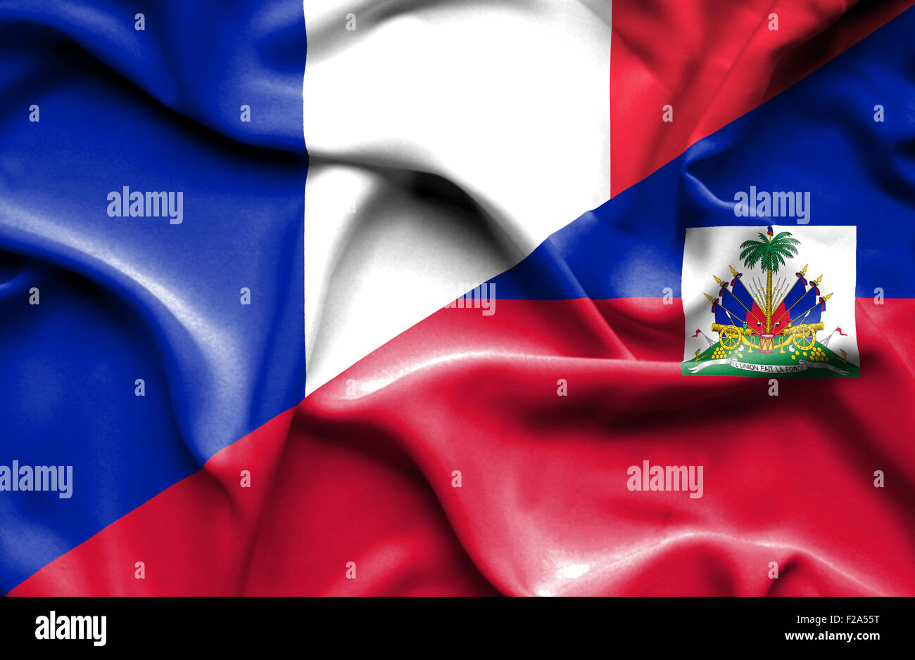 Waving flag of Haiti and France Stock Photo - Alamy