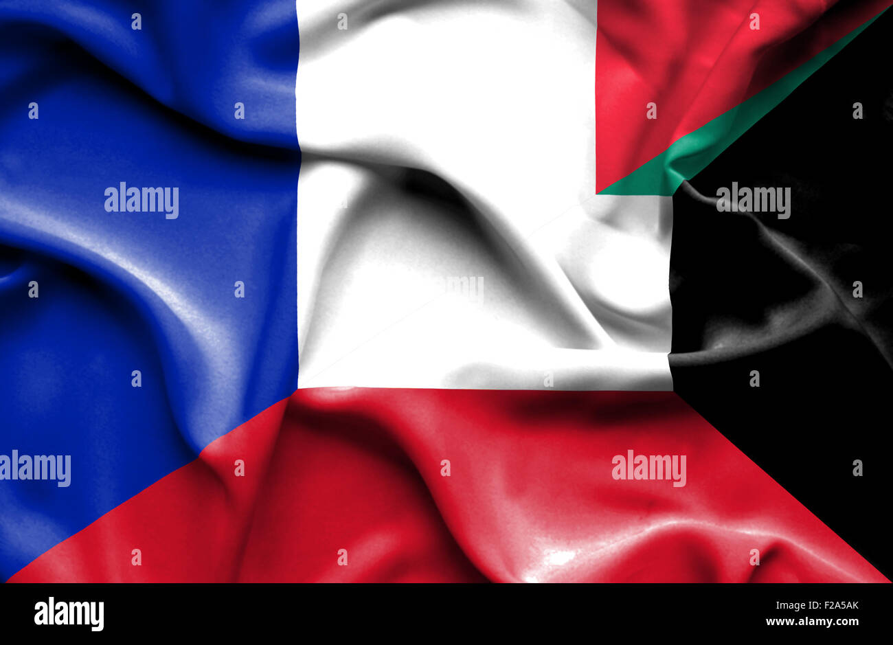 Waving flag of Kuwait and France Stock Photo - Alamy