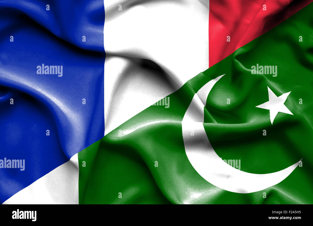 Waving flag of Pakistan and France Stock Photo - Alamy