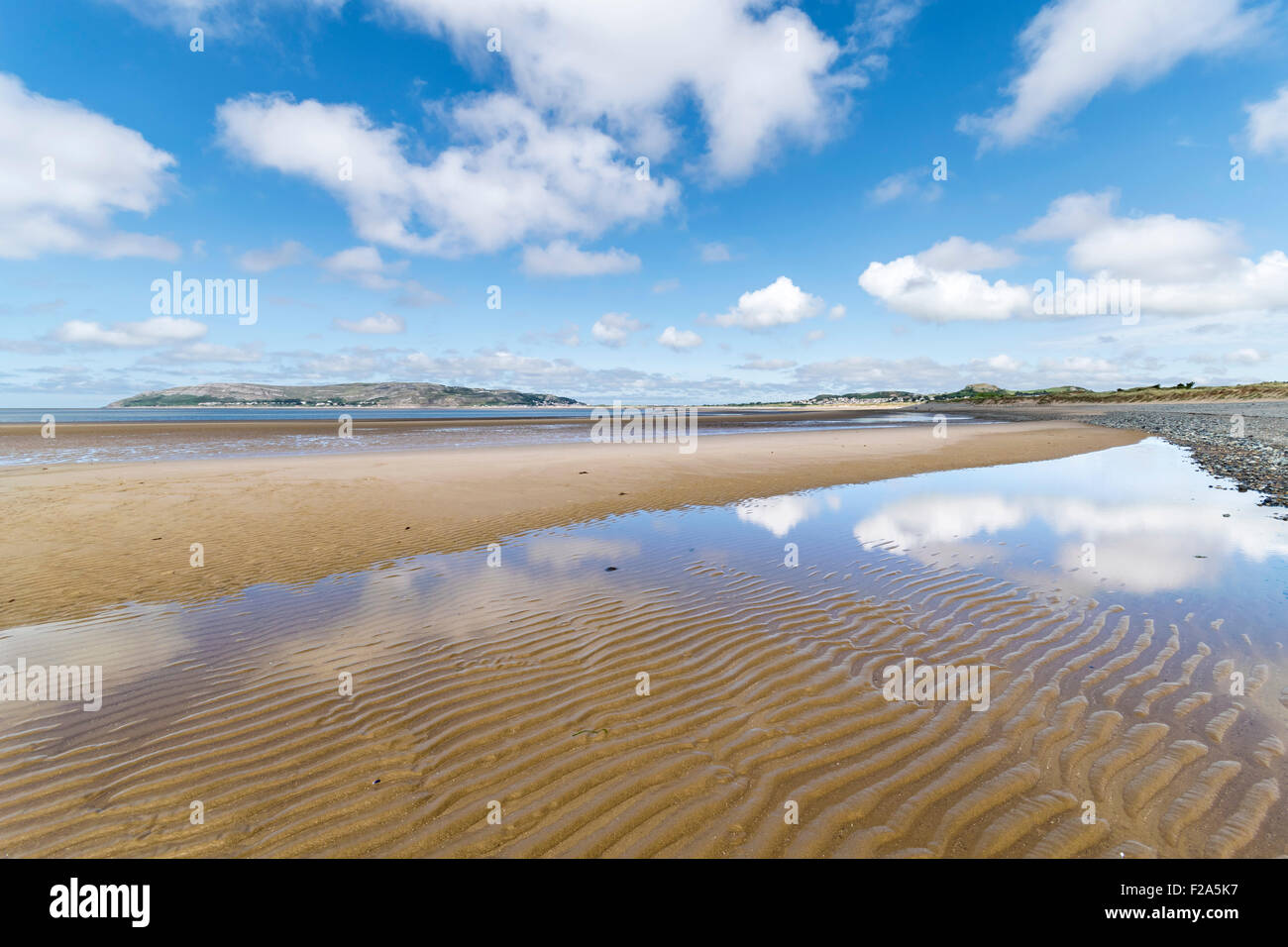 Morfa Conwy beach on the North Wales Coast looking towards The Great ...