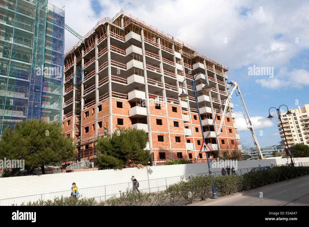 Construction of high rise apartment block housing in Gibraltar, British ...
