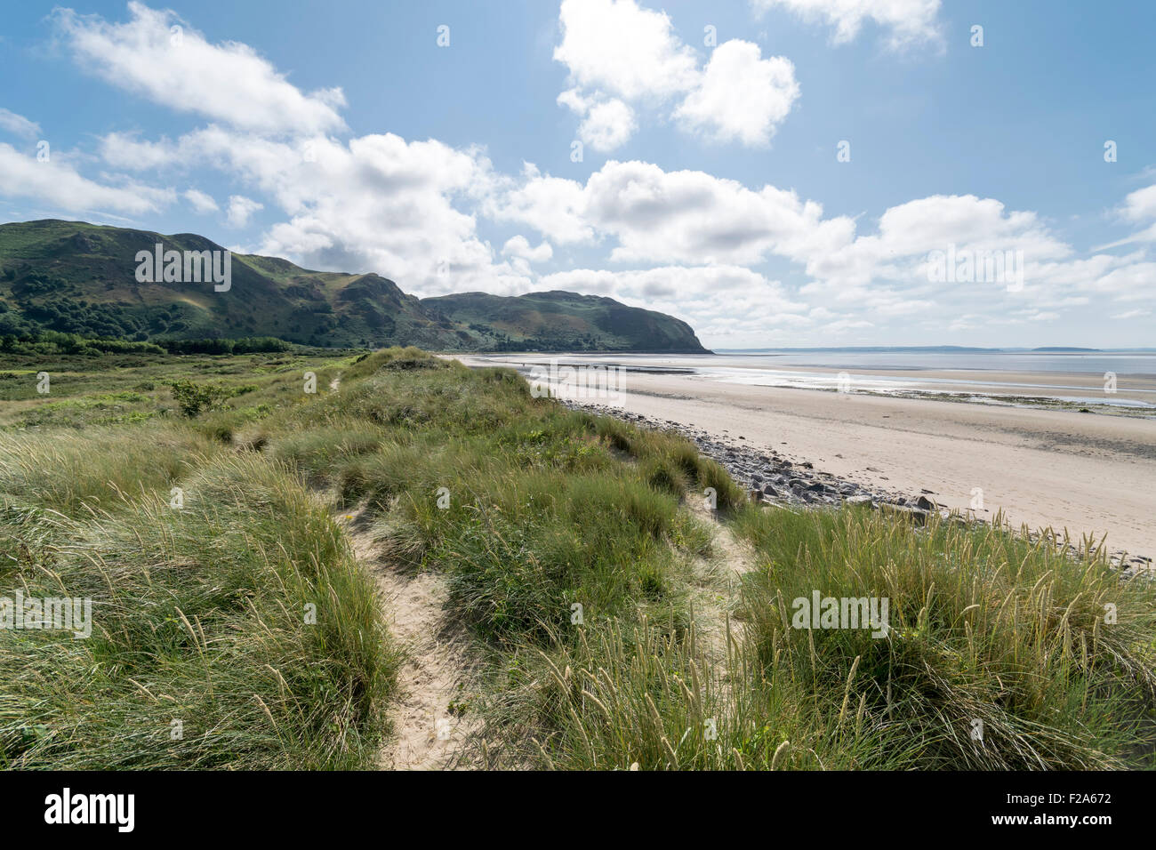 Morfa Conwy beach dunes on the North Wales Coast looking towards The ...