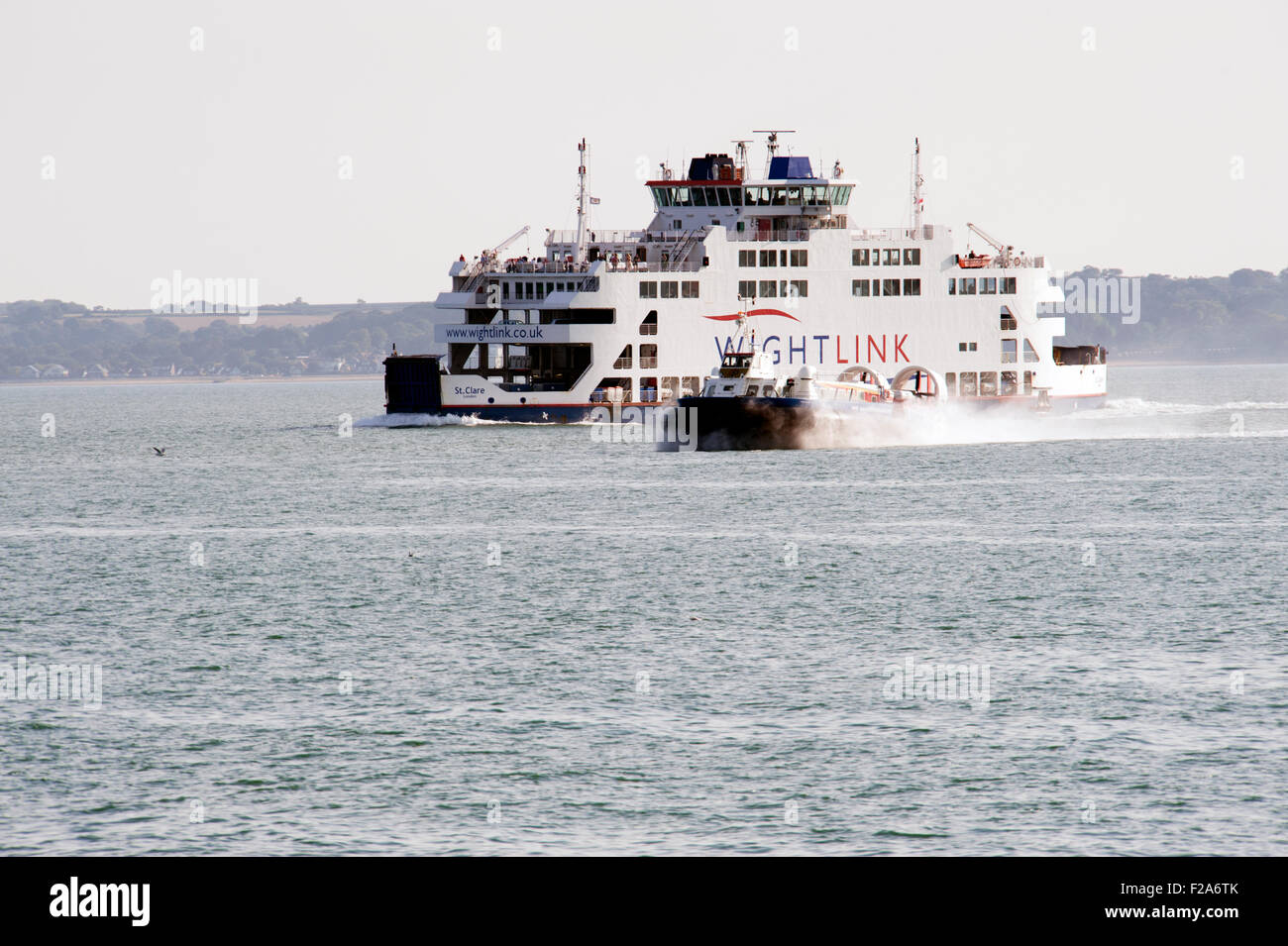 wight link ferry and hovercraft operating in the solent off southsea ...