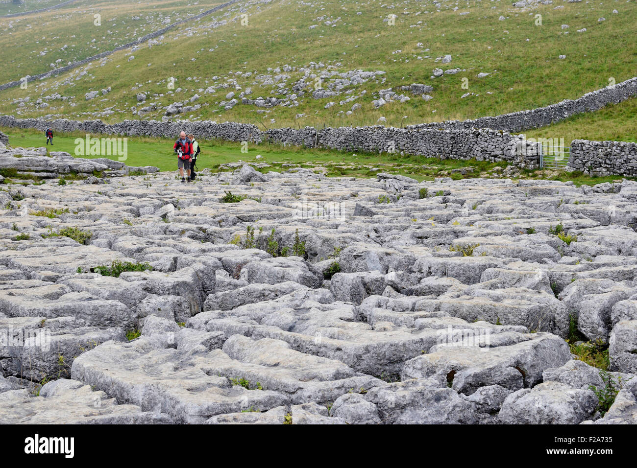 Limestone Pavement rock formations above Malham Cove. Malham, Yorkshire ...