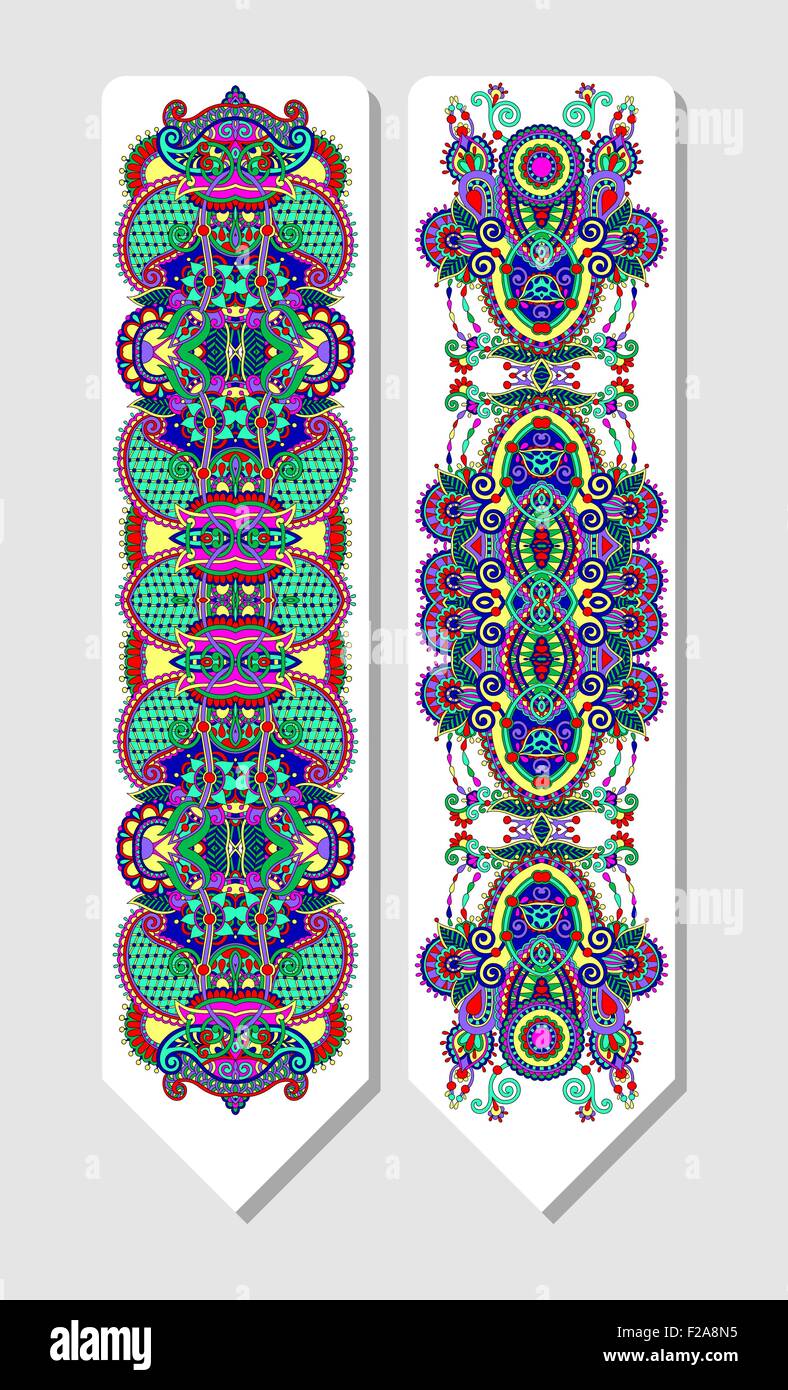 floral decorative ethnic paisley bookmark for printing Stock Vector ...