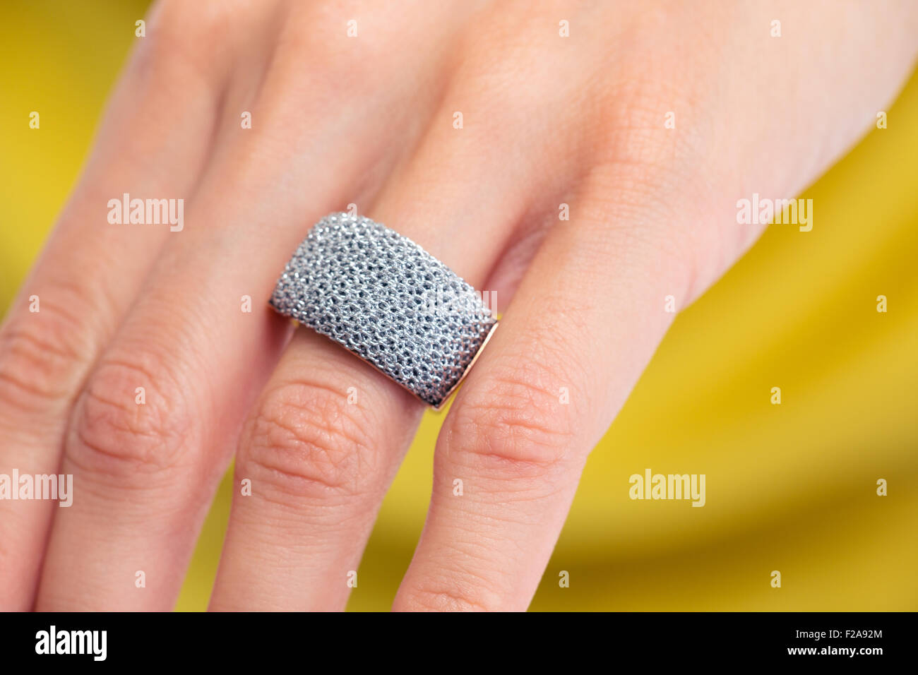 Closeup portrait of a ring on female hand Stock Photo - Alamy