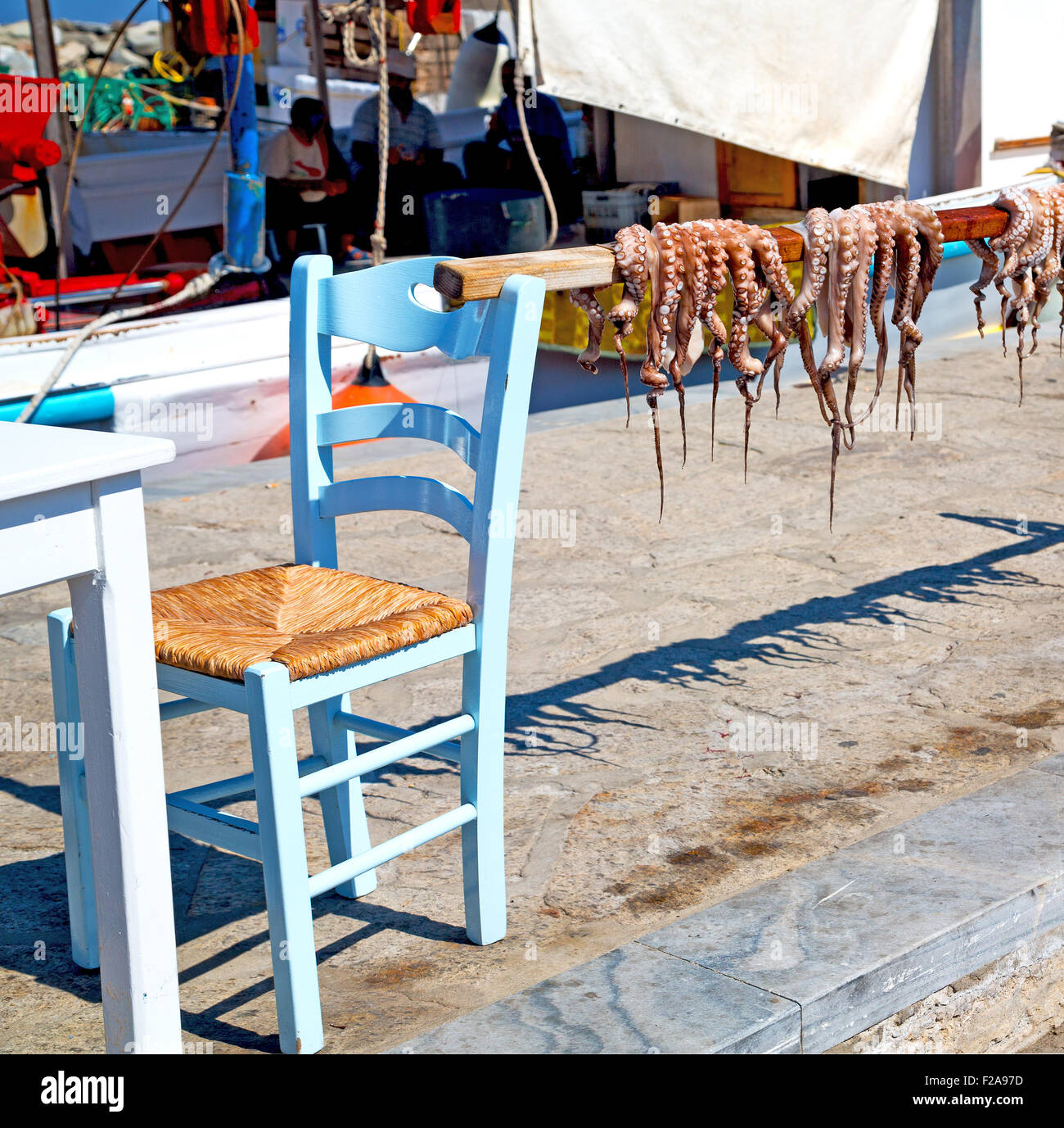 octopus drying in the sun europe greece santorini and light Stock Photo ...