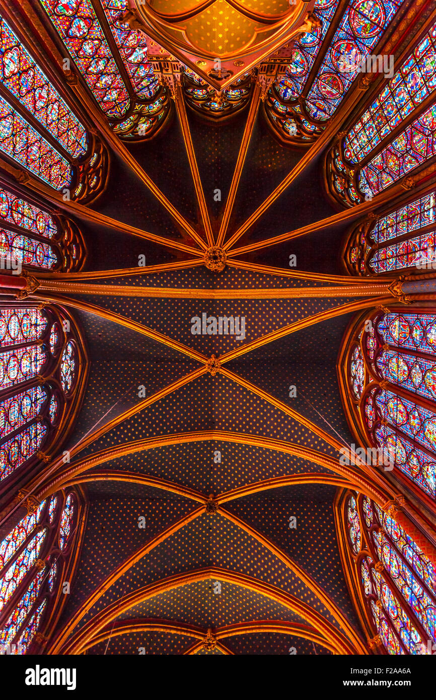 Stained Glass Cathedral Ceiling Saint Chapelle Paris France. Saint King ...