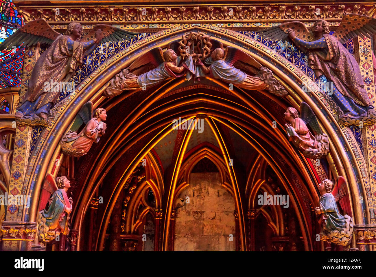 Angels Wood Carvings Arch Cathedral Saint Chapelle Paris France. Saint ...