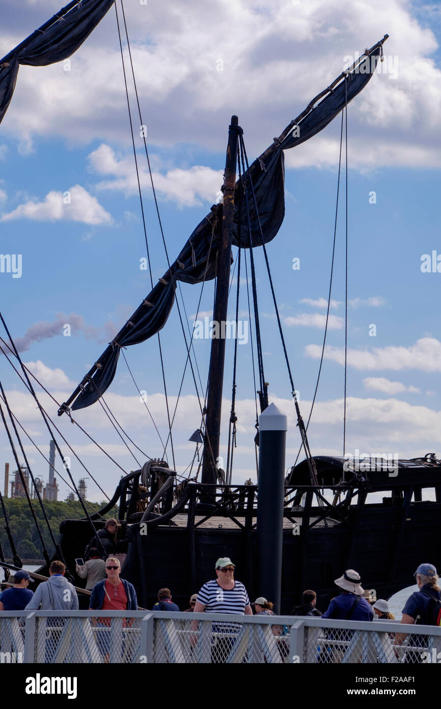 Pirate ship "Notorious" from "Pirates of the Caribean 5" filming Stock ...