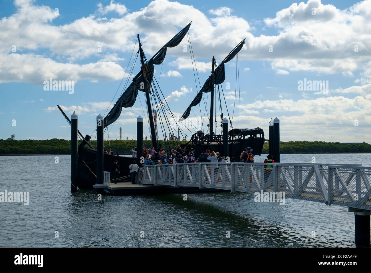 Pirate ship "Notorious" from "Pirates of the Caribean 5" filming Stock ...